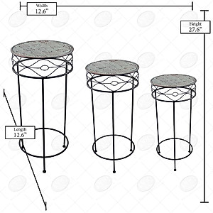 Red Carpet Studios 20176 Indoor/Outdoor Rustic Metal Plant Stands, Set of 3, Patina