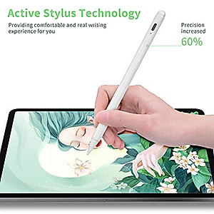 2022 iPad 8th/9th/10th Generation 10.2" Stylus Pencil with Tilt and Palm Rejection,Type-C Recharge and 1.5mm Fine Point Pen Compatible with Apple iPad,White