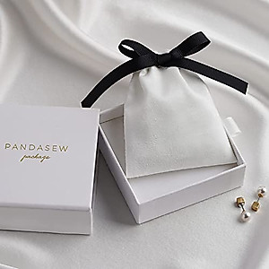 PandaSew Jewelry Pouch 20pcs Luxury 10x8cm Suede Drawstring Packaging Bag Jewelry Pouch for Rings,Necklace,Bracelet,Pendant,White with Black Ribbons