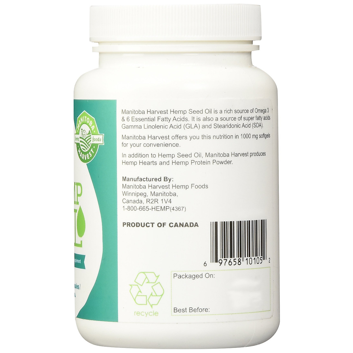 Manitoba Harvest Hemp Oil, 60 Softgel Capsules (Pack of 3)