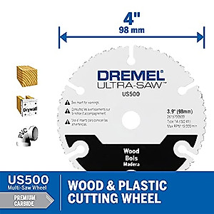 Dremel US500-01 Ultra-Saw 4-Inch Carbide Wood Cutting Wheel, White