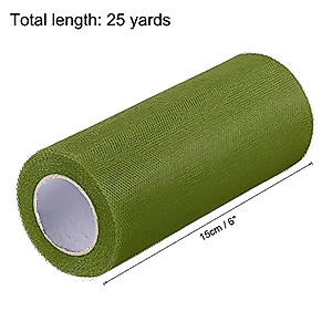 MECCANIXITY Tulle Ribbon Rolls Netting Fabric Spools 6 inch 25 Yards Olive Green for Christmas Wrapping Wedding DIY Crafts