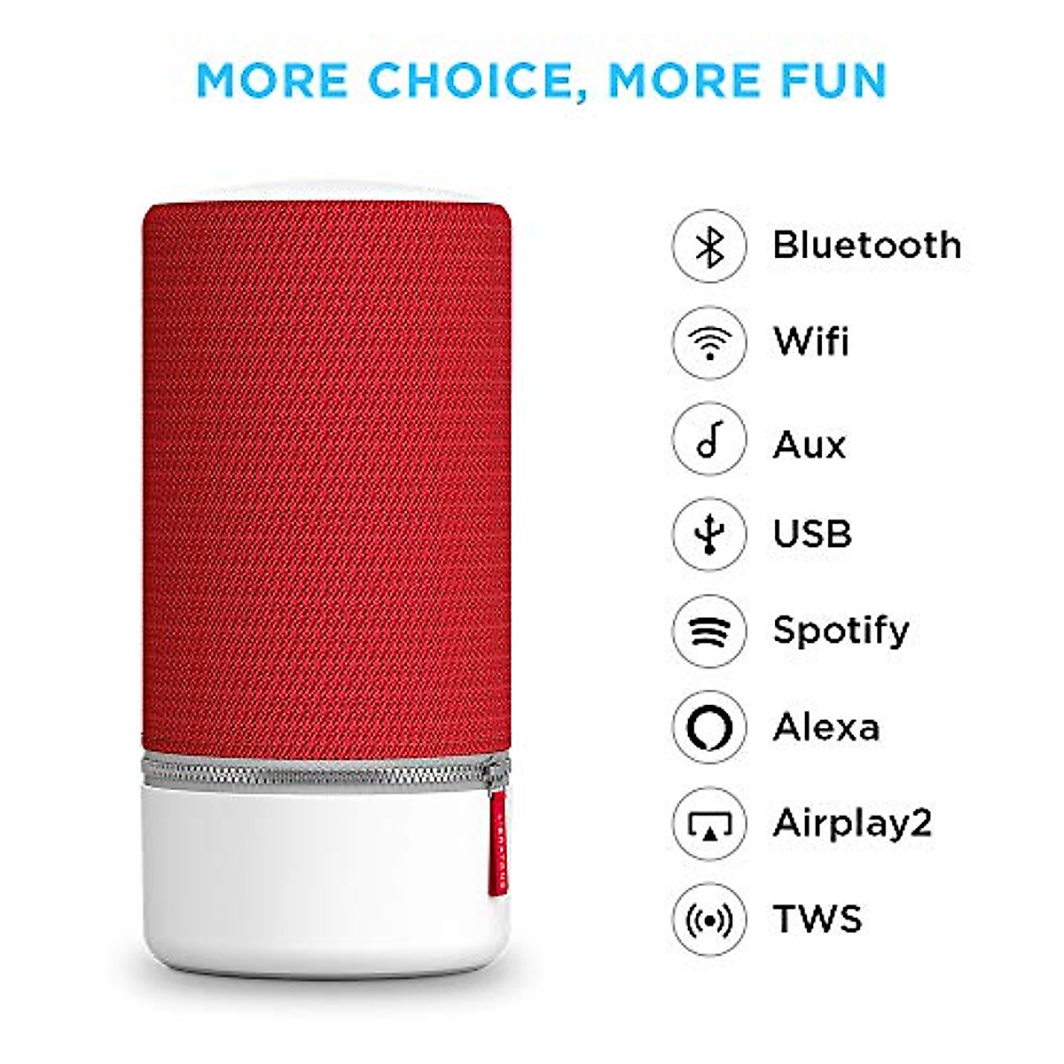 Libratone ZIPP Portable WiFi + Bluetooth Wireless Speaker - Compatible with Alexa (Victory Red)
