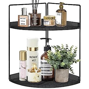 Modesign 2-Tier Bathroom Counter Organizer, Bathroom Corner Storage Shelf, Bathroom Trays for Counter Vanity Organizer, Cosmetic Holder Perfume Makeup Organizer Standing Rack, Kitchen Spice Rack