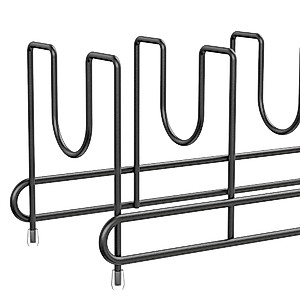 [Pack of 2] Pan Lid Organizer, Pan Organizer for Kitchen Inside Cabinet, Lid organizer for the pots and pans, Plates Holder Organizer for the Lid, Dish, Baking Pan, Chopping Board on Countertop (Black)