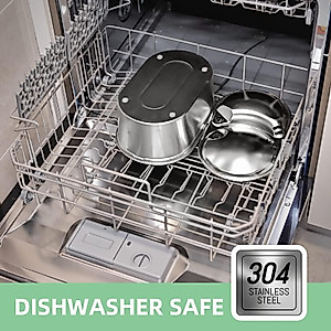 Cat Water Fountain Stainless Steel, 3L/102oz Automatic Pet Water Fountain for Cats Inside, 2-in-1 Cat Water Fountain and Food Bowl with Visible Water Level, Pet Drinking Dispenser for Cats Small Dogs