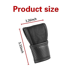 GKmow 1 PC Car Gear Shift Knob Cover, Carbon Fibre Gear Stick Protector, Leather Automobile Interior Accessories with Side Opening Design, Universal for Most Cars, SUVs and Vans (Black)