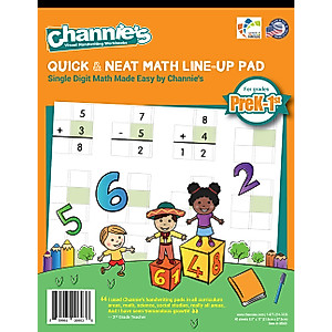 Channie’s All-in-One Visual Handwriting & Math Workbook Set for Pre-Kindergarten - 1st Grade Elementary School Students (5 Pack)