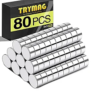 80 Pcs Small Magnets, 5x3mm Small Round Fridge Magnets, Multi-Use Tiny Mini Miniature Magnets Neodymium Disc Magnets for Fridge, Whiteboard, Crafts, Billboard, Office Magnets