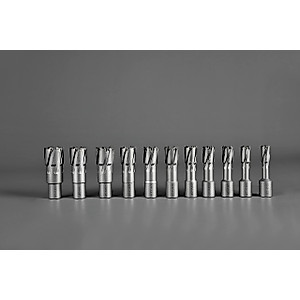 Annular Cutter Set Carbide TCT 13 pcs JESTUOUS 3/4 Inch Weldon Shank 1-3/8 Cutting Depth and Cutting Diameter from 1/2 to 1-1/8 Two Flat Bit for Drill Press with 2 Pilot Pins