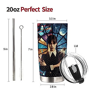 Insulated Stainless Steel Tumbler Cup 20oz with Lid,Straws Double Wall Vacuum Reusable Travel Mugs for Hot/Iced Coffee Tea Wine