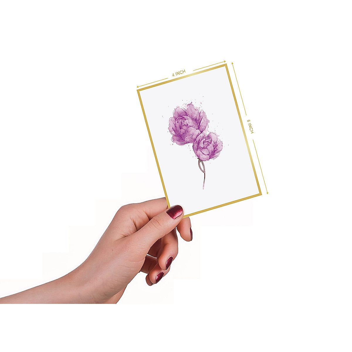 Racrico 50 Blank Note Cards and Envelopes,10 Gold Foil Designs Floral Blank Cards With Color Envelopes And Stickers, 4x6 Blank Note Greeting Cards Sets In Sturdy Bulk Box.