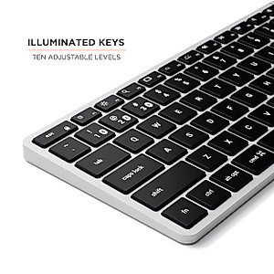 Satechi Slim X1 Bluetooth Backlit Keyboard – Illuminated Keys & Multi-Device Sync – for M2/ M1 MacBook Pro/Air, M2/ M1 iPad Pro/Air, M2 Mac Mini, iMac M1 (Silver)