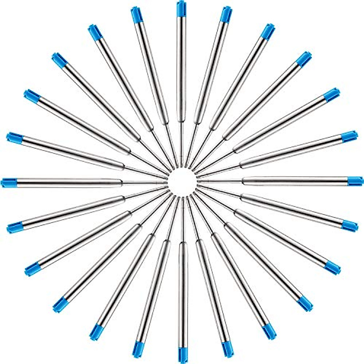 HeTaoCat Blue Ink Refill Pack of 5, Replaceable Ballpoint Pen Refills, Medium Point Metal Refil (Blue)
