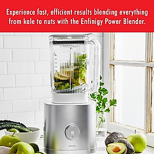 ZWILLING Enfinigy Power Blender, Piranha Teeth Winglet Blade for Ultimate Blending, 6 programs for Ice cream, Smoothies and more, 64oz pitcher, 12 speed, Silver
