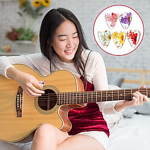 5 Pieces Flower Guitar Picks Dried Flower Resin Guitar Picks Handmade Plectrums Stylish Colorful Guitar Plectrums Floral Bass Picks for Electric, Acoustic Guitar Bass Ukulele, 5 Styles