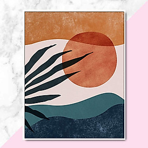 Abstract Wall Art for Living Room Boho Print Set Terracotta Wall Art Abstract Palm Leaf Art, SET of 2, 8x10 Inch Unframed