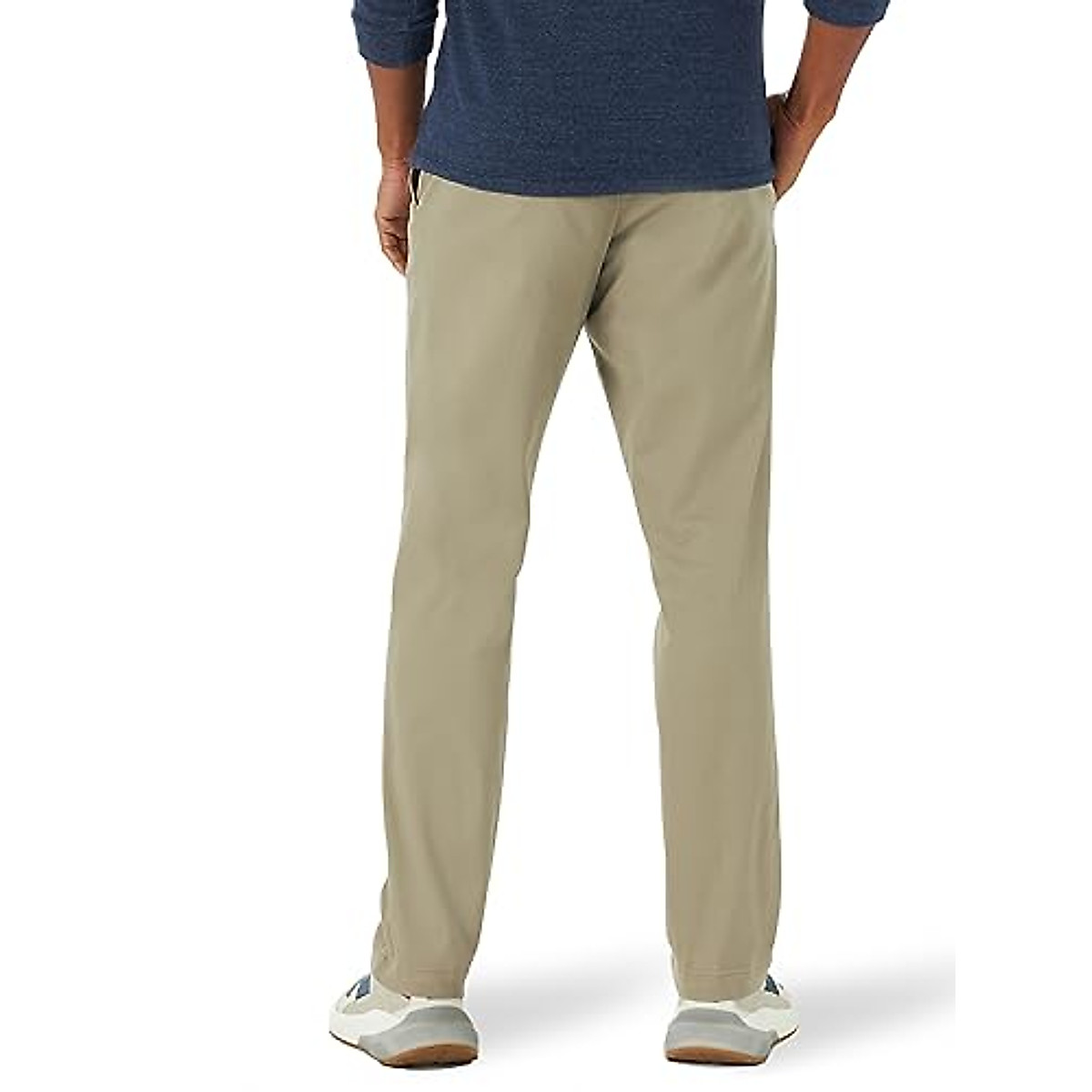 Lee Men's Extreme Motion Flat Front Relaxed Taper Pant, Khaki, 38W x 32L