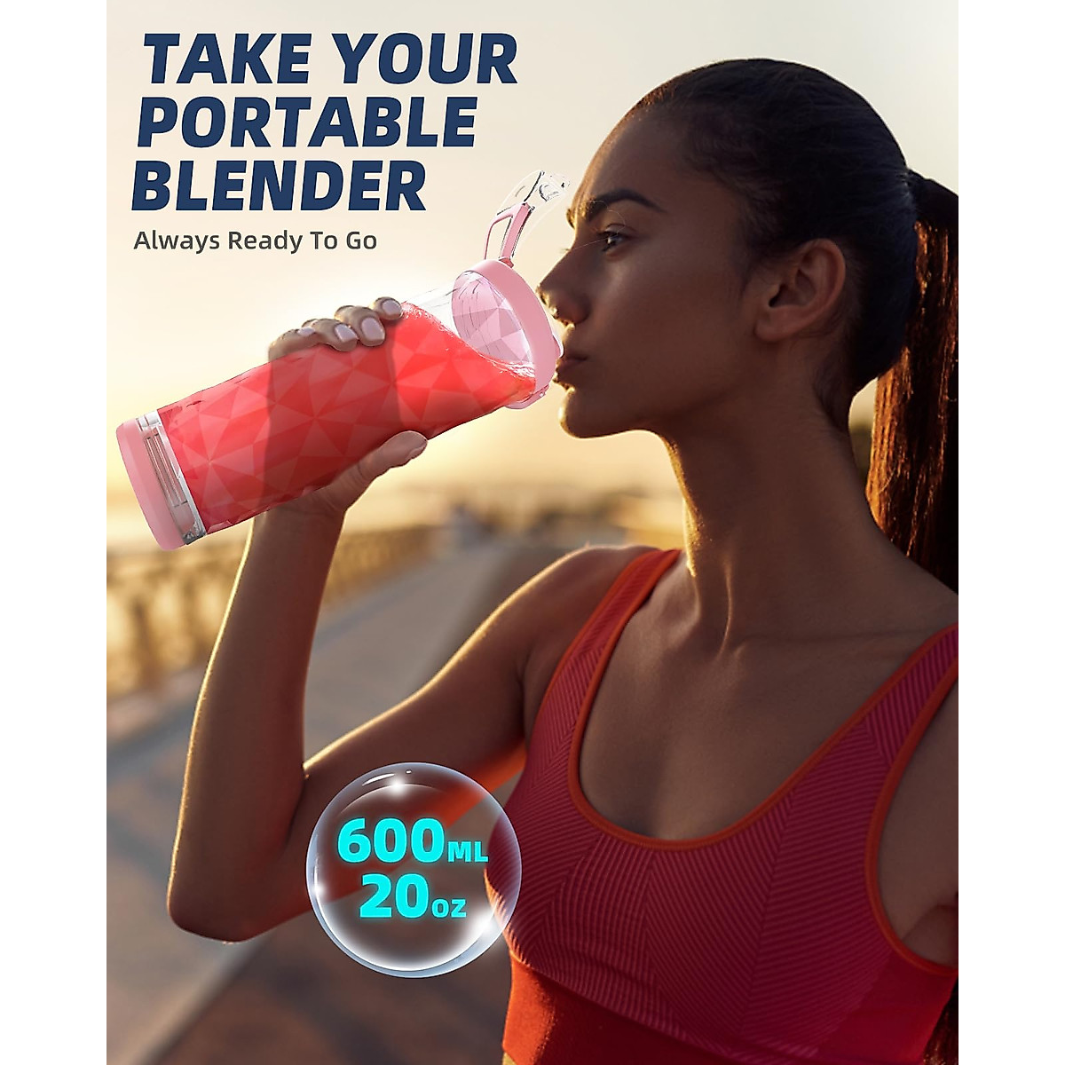 Portable Blender, Personal Blender for Shakes and Smoothies in the Kitchen, Personal Size Blender with Rechargeable USB, Best Kitchen Gadget 20 Oz Traveling Fruit and Veggie Juicer Cup With 6 Blades