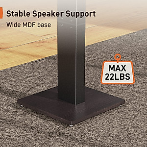 Perlegear Universal Bookshelf Speaker Stands with Aluminum Column for Speakers up to 22 lbs, Speaker Stand Pair with Cable Management, Surround Sound Speaker Stand PGSS9-1 Black