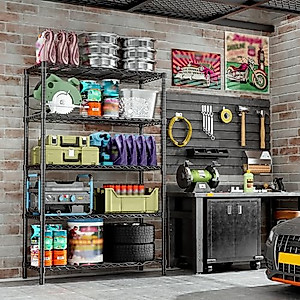 MODCART Storage Shelves, 36" L x 14" W x 72" H Heavy Duty Garage Wire Shelving Unit Loads 1750LBS, 5-Tier Adjustable Metal Industrial Utility Shelf Rack for Kitchen, Laundry Room, Basement