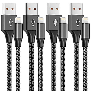 iPhone Charger 4 Pack 6 ft MFi Certified Lightning Cable Nylon Braided Cable iPhone Charger Fast Charging Cord Compatible with iPhone 14 13 12 11 Pro Max XR XS X 8 7 6 Plus and More