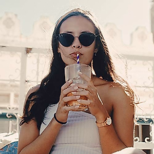 Weemium 200 Biodegradable Paper Straws - Durable & Eco-Friendly in 10 Color Stripes - Rainbow Drinking Straws & Party Decoration Supplies