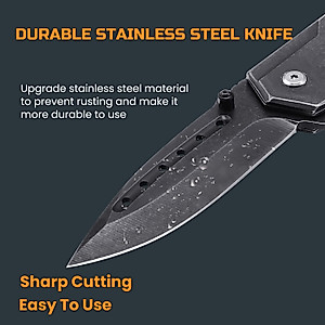 Lichamp Tactical Folding Pocket Knife for Men, 6-Pack Flip Knife Spring Assisted Opening, Sharp Pocket Knife with Clip for Camping, Hunting, Hiking, Indoor and Outdoor Activities