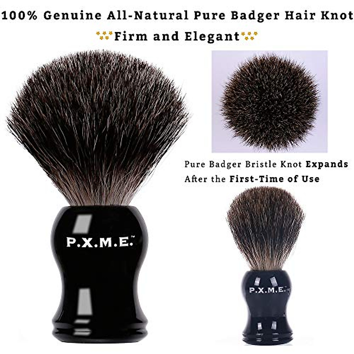 Shaving Brush for Men Shaving Soap the Art of Mens Shaving Kit Non-Shed Premium Shave Brush for Men Handmade by Professional Maker Since 1980 - Soft Natural Pure Badger Hair with Black Plastic Handle