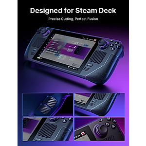 JSAUX Skin Stickers Set Compatible for Steam Deck/Steam Deck OLED, Steam Deck Anti-Slip Grip Stickers, Steam Deck Touchpad Protector, Steam Deck Thumb Grip Caps, Touch Front & Back Protector Set
