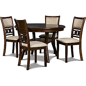 New Classic Furniture Gia 5-Piece Round Dining Table Set, 47-Inch, Cherry