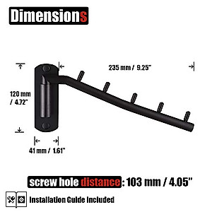 JQK Folding Clothes Hanger Rack, Stainless Steel Swing Arm Hook Holder, Clothing Hanging System Drying Closet Storage Organizer Matte Black Wall Mount, SHR100-PB