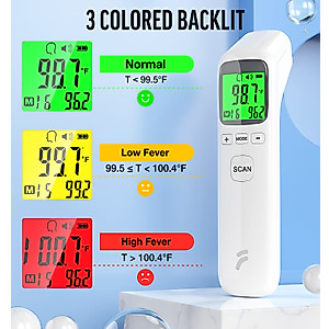 Thermometer for Adults and Kids, No-Touch Forehead Thermometer with Object Mode Function,Fever Alert and 32 Set Memory Recall,Instant Accurate Reading Digital Baby Thermometer for Fever