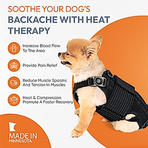 Dog Back Brace with Soothing Heat Warmers for IVDD - Pain Relief for Arthritis - Spinal Surgical Recovery - Herniated & Slipped Disc - Made in USA (Small)