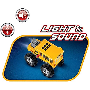 Liberty Imports Motorized Mighty Monster Truck Toy Kids, Electric Motor Vehicle with Big Wheels, Button Action, Sounds and Flashing Lights (School Bus)
