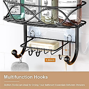 GAOKASE Hanging Shower Caddy Over Shower Head, Black Rust Proof Metal Large Bathroom Organizer for Shampoo, Conditioner, Body Wash, Soap, Razors, Shower Sponge, Loofahs and Bath Rack