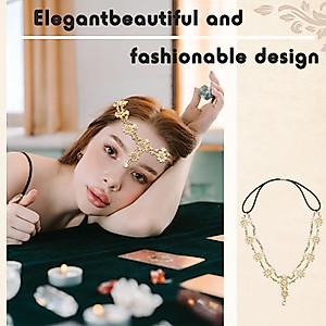 Head Chain Jewelry Headpiece Rhinestone Head Jewelry Wedding Headband Chain Headpiece Bohemian Style Rhinestone Headband Diamond Head Chain Hair Accessories for Women Girls Hair Decoration (Gold)