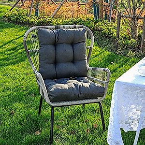 Faible Poisson Outdoor Chair Cushions Set of 2, Patio Furniture Floor Cushions, 21 x 21 Inch Square Seat Back Tufted Cushion, Dining Chairs Pads, Gark Grey