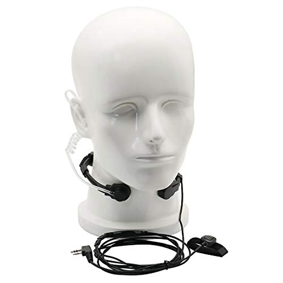 Flexible Throat Mic Microphone Covert Acoustic Tube Tactical Walkie Talkies Earpiece Headset with Finger PTT is Compatible with Retevis H-777 Baofeng Uv-5r 666s 777s 888s Kenwood Pro-Talk XLS 2pin