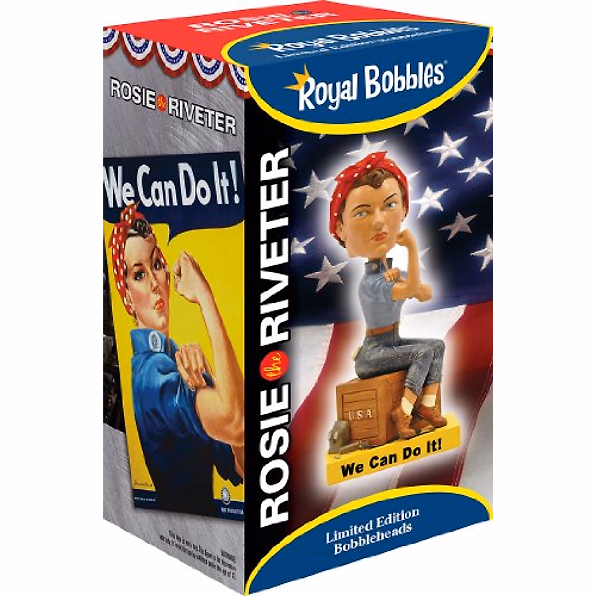 Royal Bobbles Rosie The Riveter Bobblehead, Premium Polyresin Lifelike Figure, Unique Serial Number, Exquisite Detail