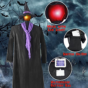 Halloween Decorations Outdoor, 3 Pack 6FT Holding Hands Halloween Witches with Stakes and Color Changing LED Lights, Scary Screaming Voice Control Witch for Outdoor Lawn Yard Home Party Decoration