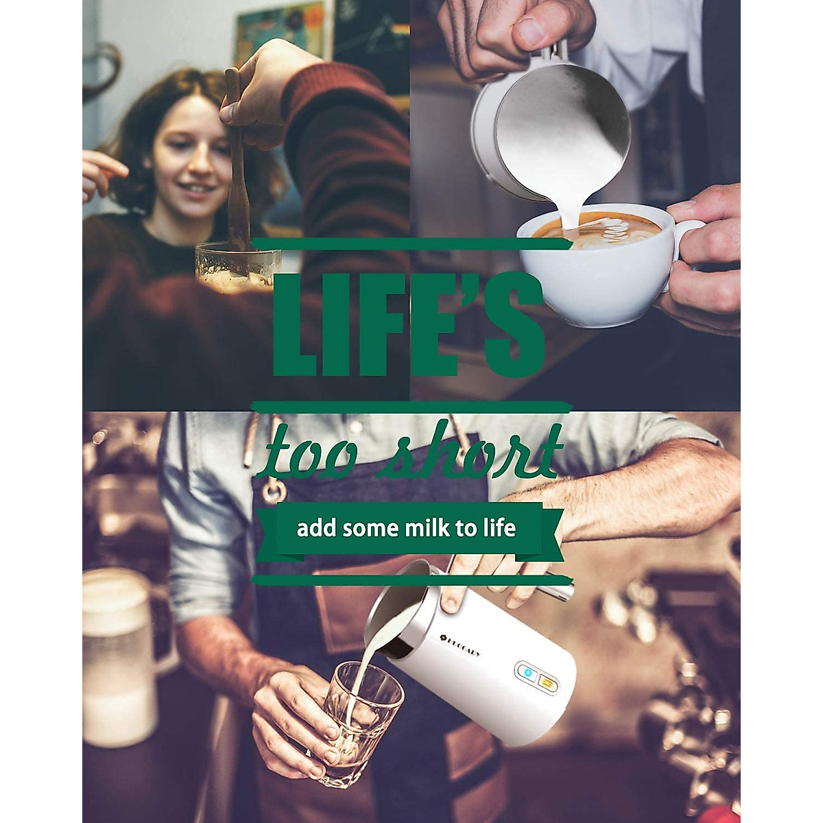 Huogary Milk Frother, Milk Steamer for Milk Foam & Hot Milk(4.5oz/10.5oz), Electric Milk Frother and Warmer for Homemade Coffee, 120V (Black) (white)