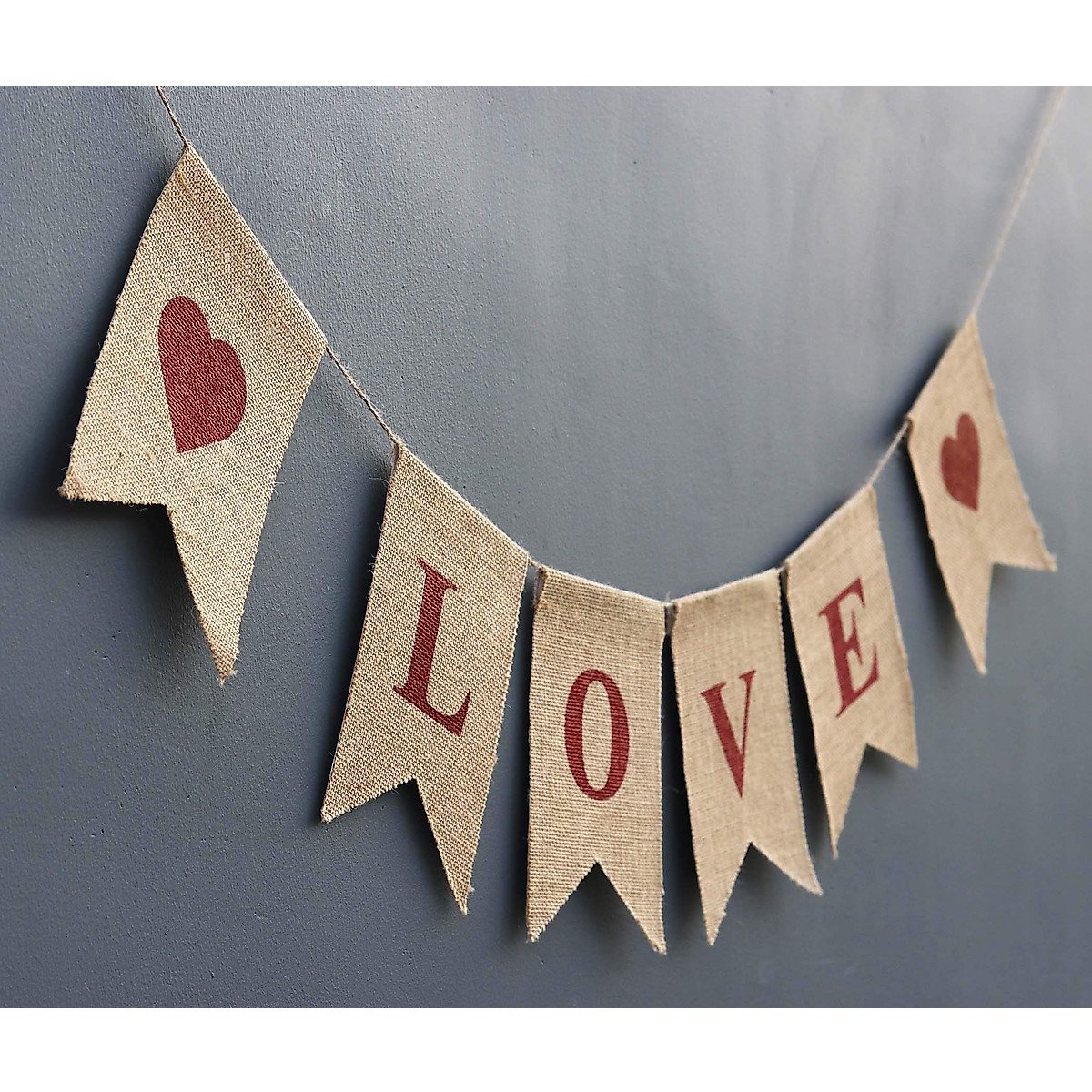 Boston Creative Company Love Burlap Banner Valentines Burlap Garland Wedding Decor Bridal Shower Banner Rustic Wedding Garland Valentines Day Decor Bridal Shower Decorations Wedding Heart Bunting