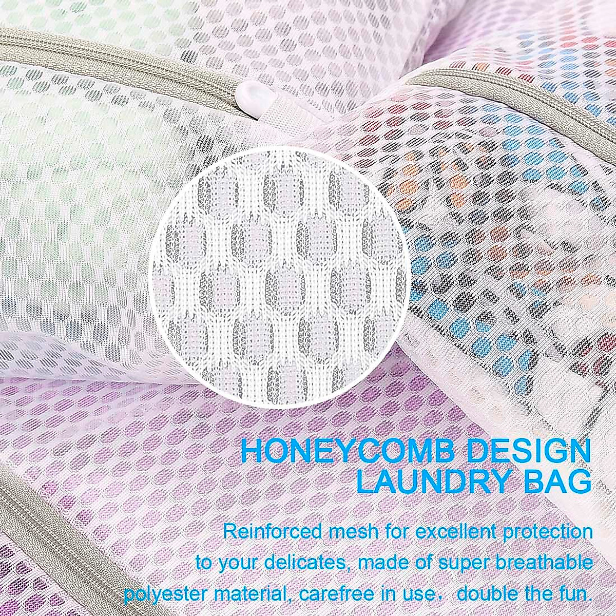 Kmchilj 3Pcs Durable Honeycomb Mesh Laundry Bags,Reusable Washing Machine Wash Bags for Delicates 12 x 16 Inches (3 Medium)
