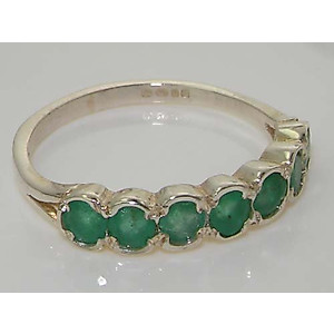 925 Sterling Silver Natural Emerald Womens Band Ring - Sizes 4 to 12 Available