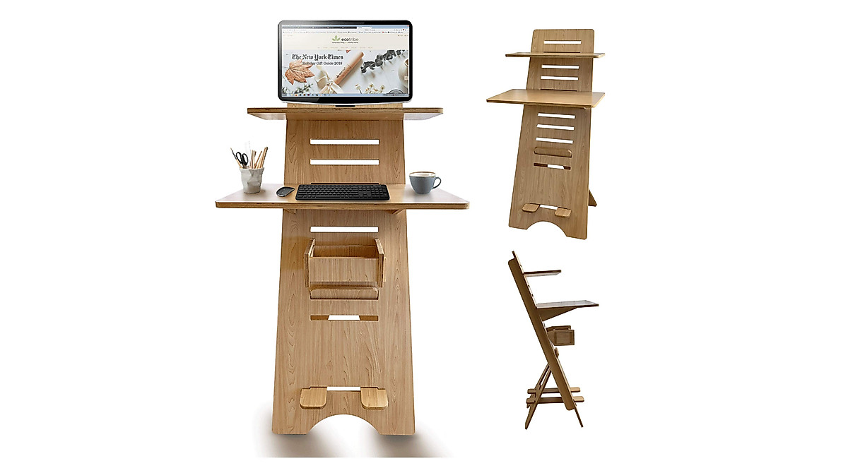 Modern Height Adjustable 2-Tier Desk for Small Spaces