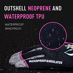 HANDLANDY Waterproof Insulated Work Gloves, 3M Thinsulate Thermal Winter Gloves for Men Women Touch Screen, Warm Ski Snowboard Cold Weather Gloves (Medium, Pink)