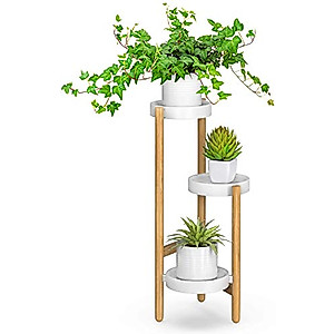 Wisuce Bamboo Plant Stands Indoor, 3 Tier Tall Corner Plant Stand Holder & Plant Display Rack for Outdoor Garden Indoor Home (3 Tier -1)