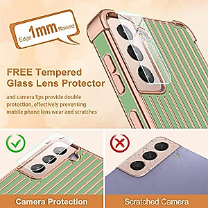 PTUONIU Kickstand Case for Samsung Galaxy S21+ Plus, [Two-Way Stand] [Reinforced Drop Protection] [Anti-Scratch] Slim Shockproof Stand Case with Camera Protector+Strap for Samsung S21+ Plus-Green