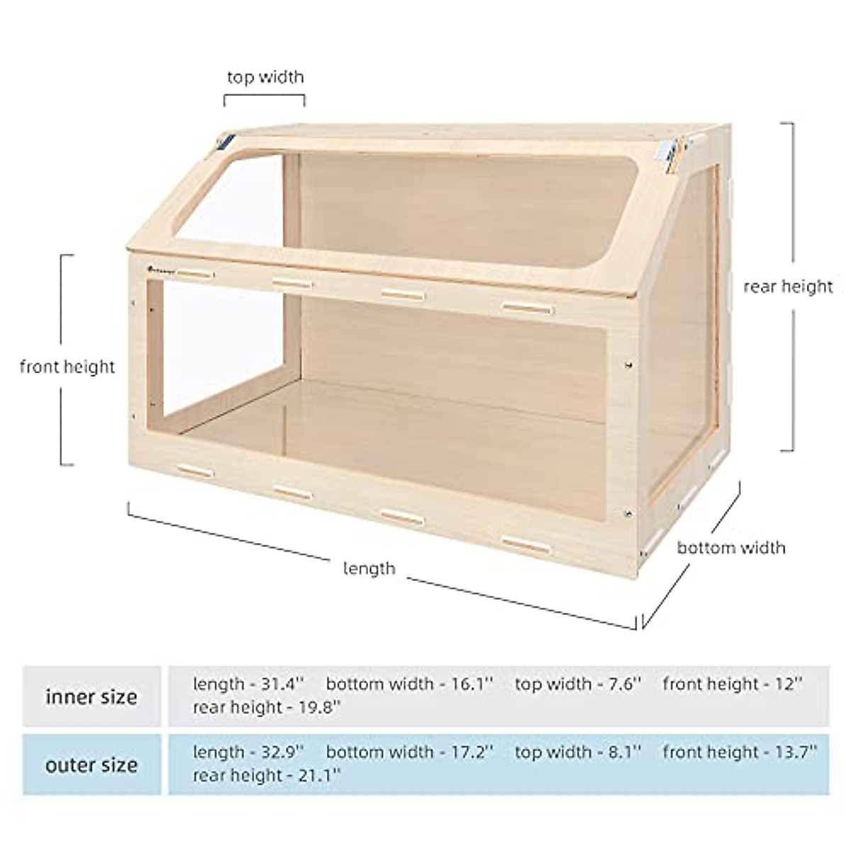 Niteangel Vista Hamster Cage W/Oblique Opening Cage Door - MDF Aspen Small Animal Cage for Syrian Dwarf Hamsters Degus Mice or Other Similar-Sized Pets (Small - 32.9 x 17.2 x 21.1 inches, Burlywood)